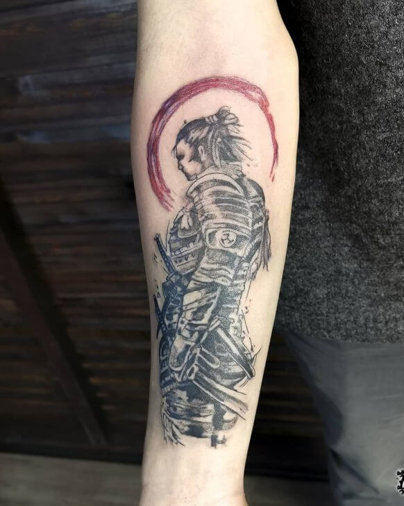 No mistake with forearm samurai tattoo