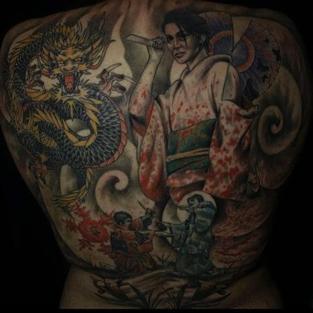 No mistake with back samurai tattoo