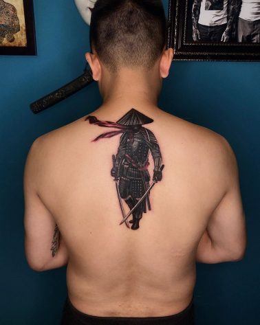 No mistake with back samurai tattoo